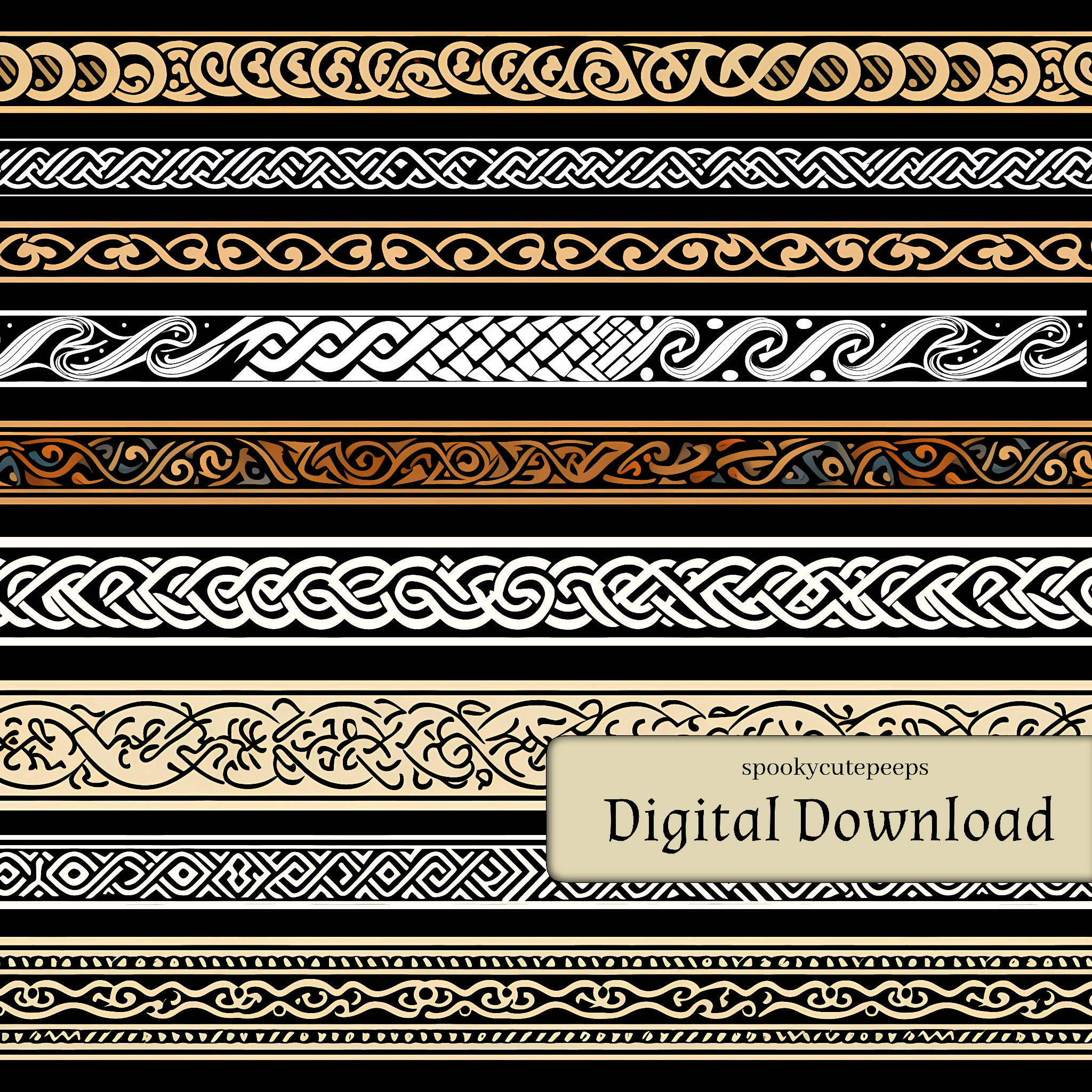 Legends of Valhalla: Viking Borders - 20 Pack Seamless Digital Papers ...