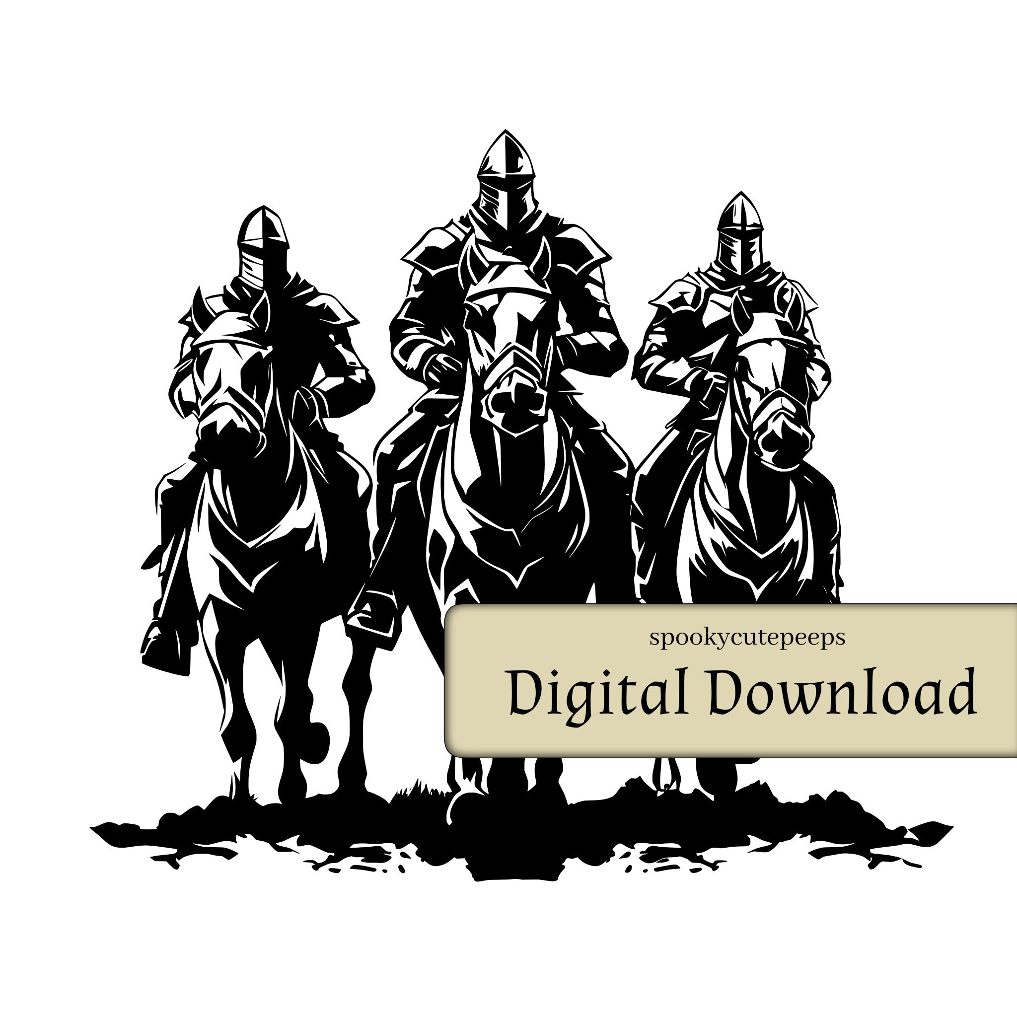 Three Knights SVG - DIY Cut Out Clip Art, Printable PNG, Simple Vector ...