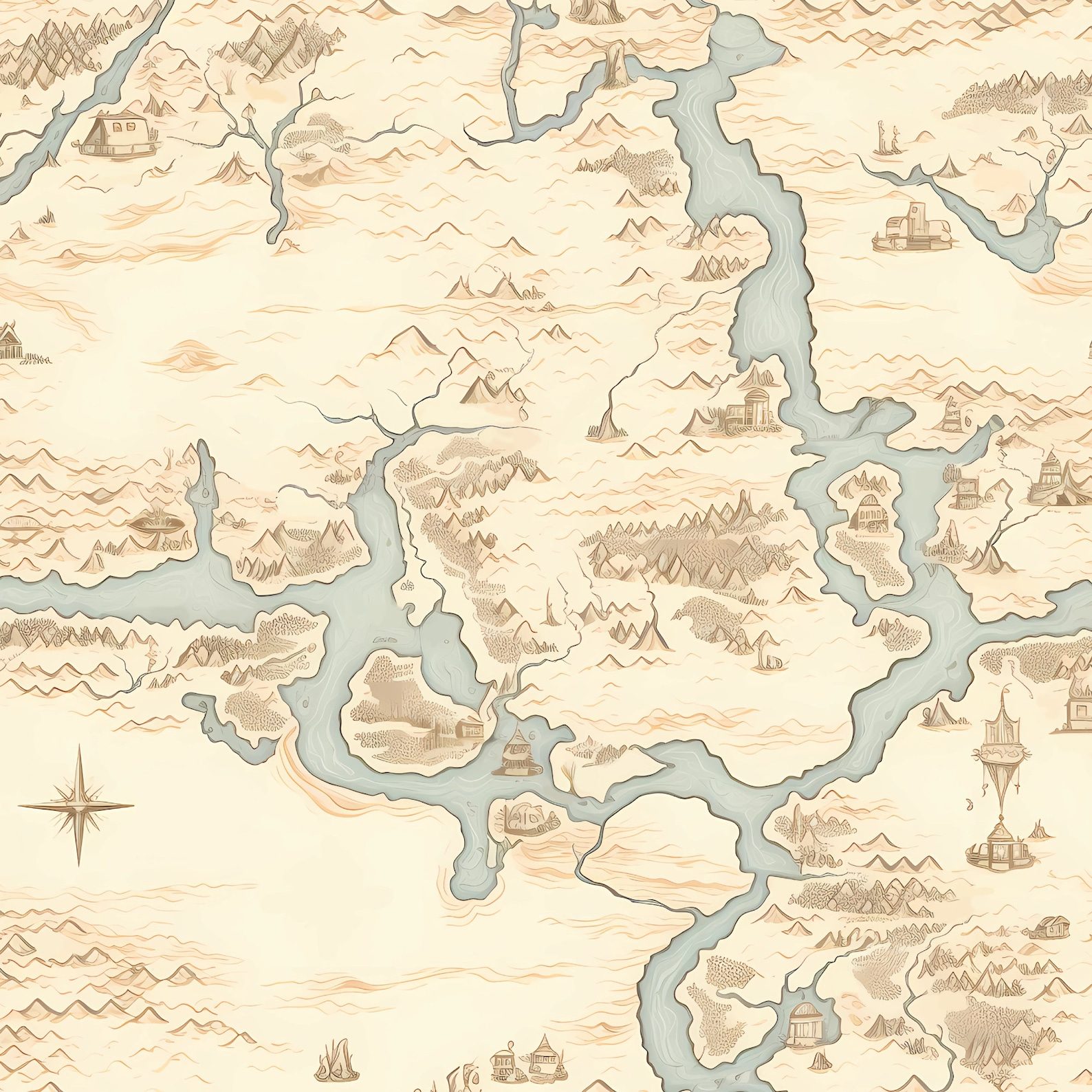 Fantasy Map Digital Paper: RPG Terrain, Scrapbooking (digital Download ...