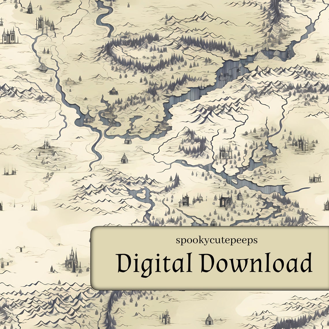 Adventure Awaits: 5-pack Fantasy Map Digital Papers, Printable, Ideal ...