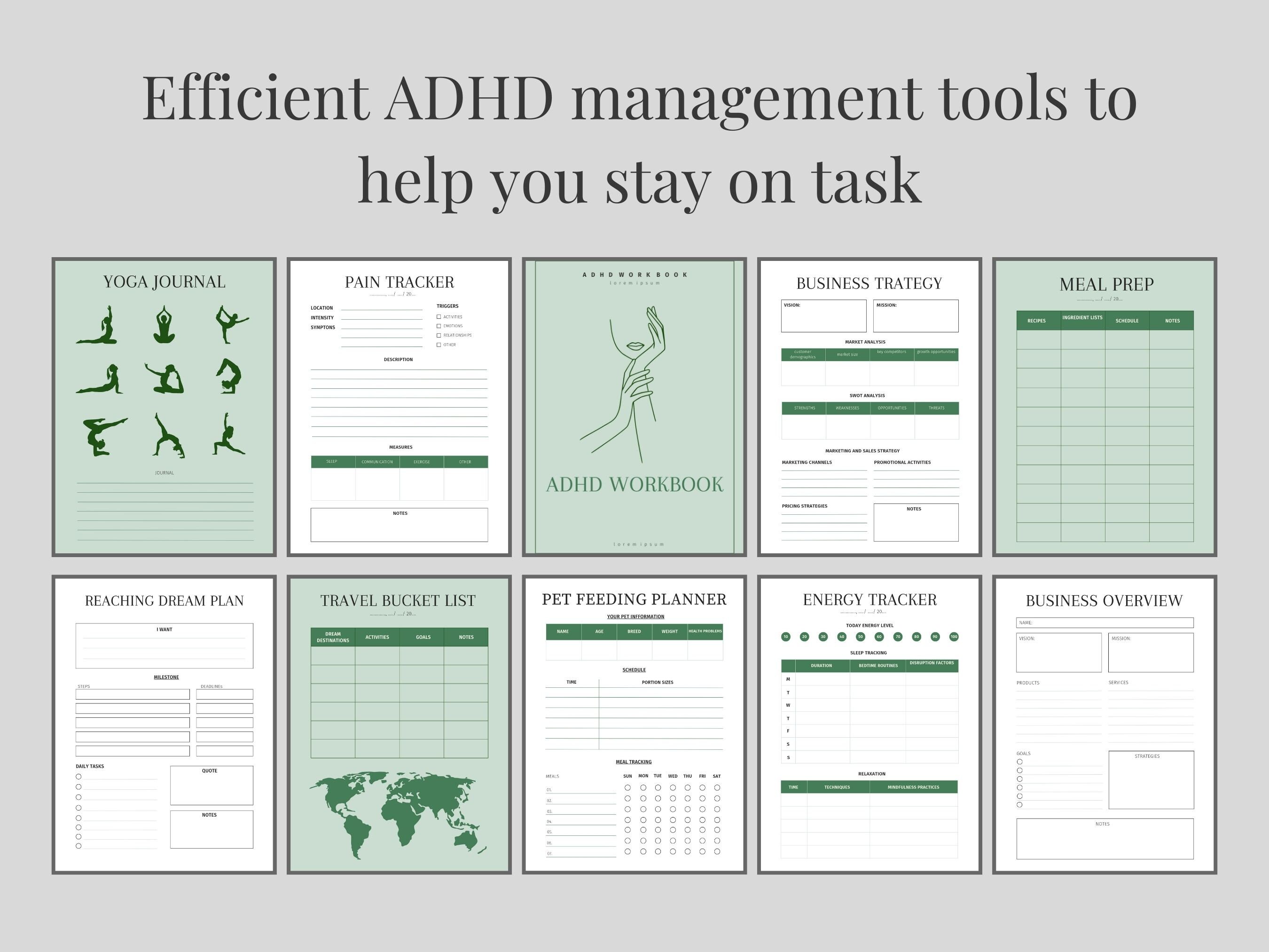 ADHD Therapy Worksheets Recovery Workbook Journal ADHD Digital Planner ...