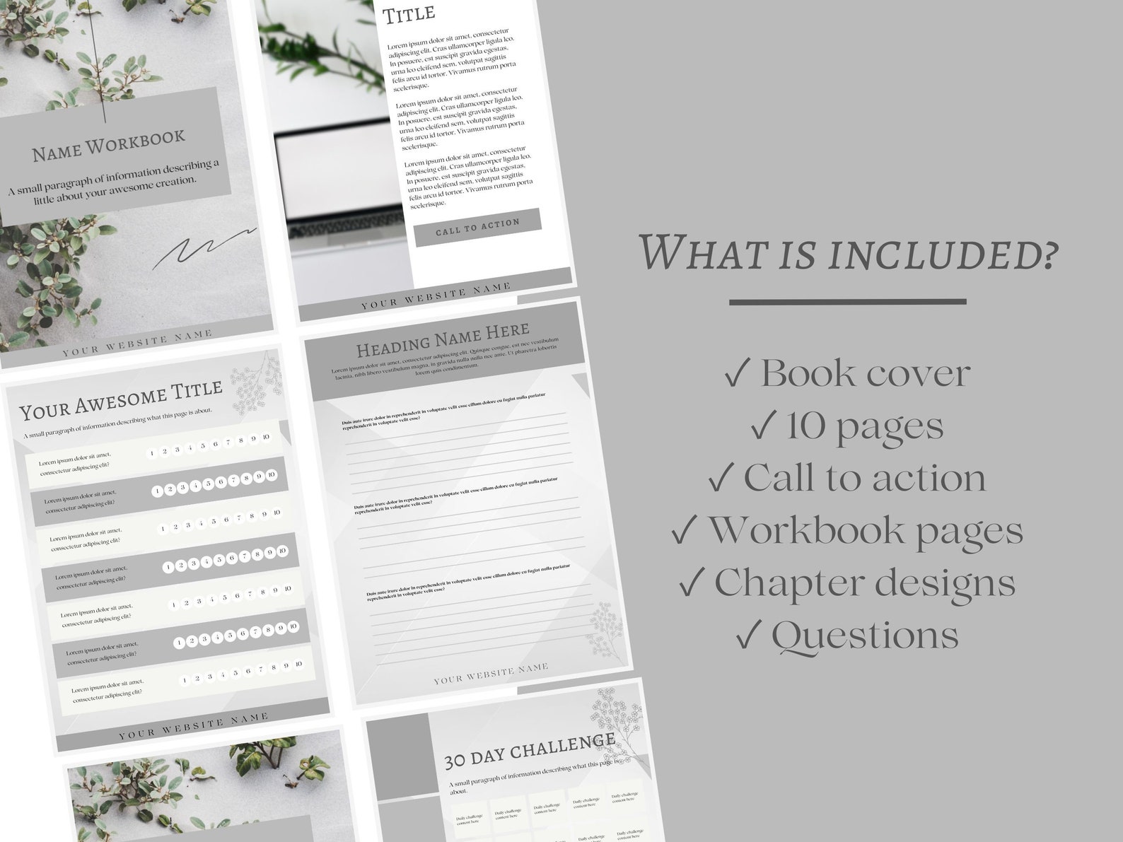 Editable Course / Canva Grey Workbook/ Editable Workbook Template/ Grey ...