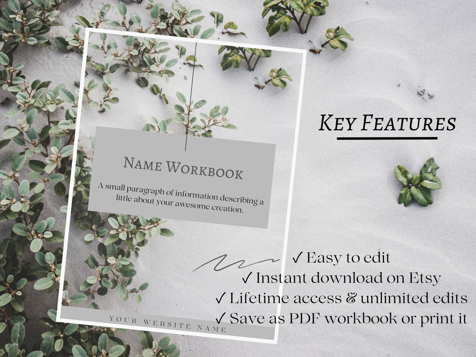 Editable Course / Canva Grey Workbook/ Editable Workbook Template/ Grey ...
