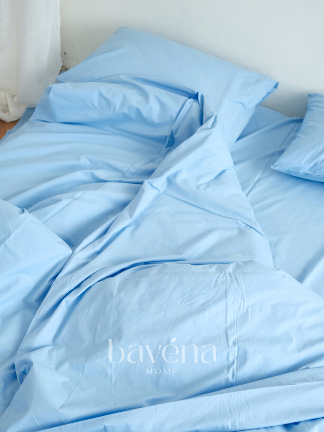 Sky Blue Flat Sheet in 100% Cotton Twin XL, Double, Queen, California ...