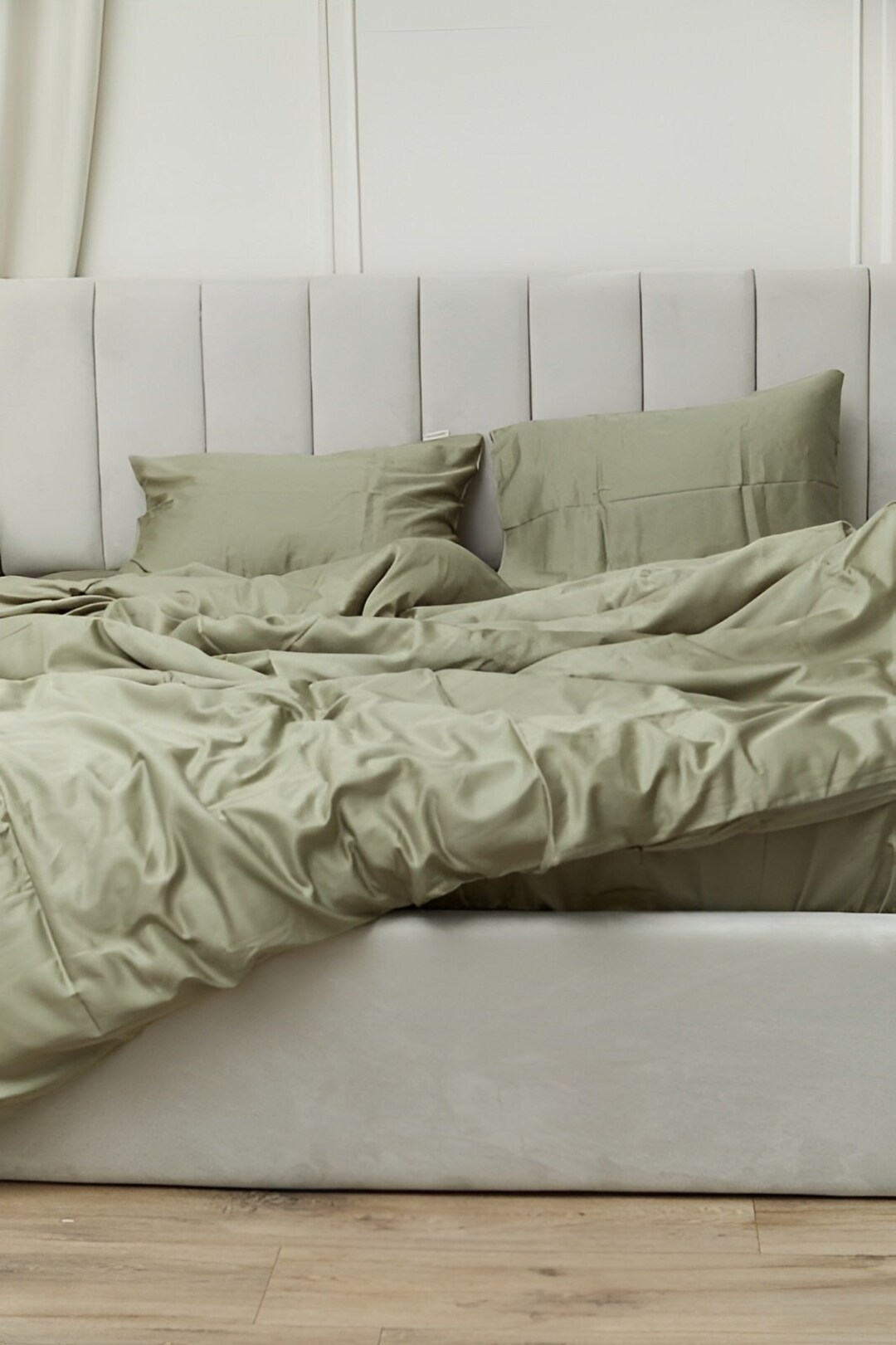 Olive Sateen Flat Sheet Set in 100% Cotton Single, Twin XL, Full, Queen ...