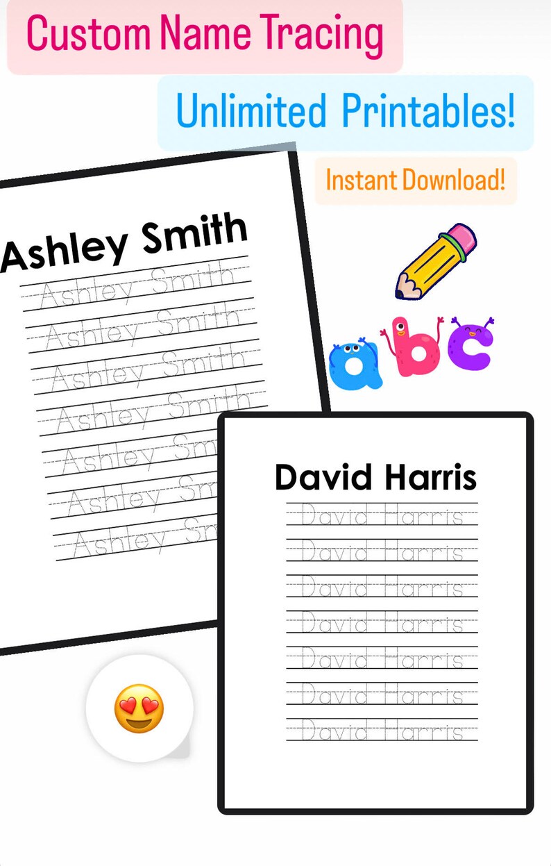Custom Name Tracing Instant Download Unlimited Copies - Etsy