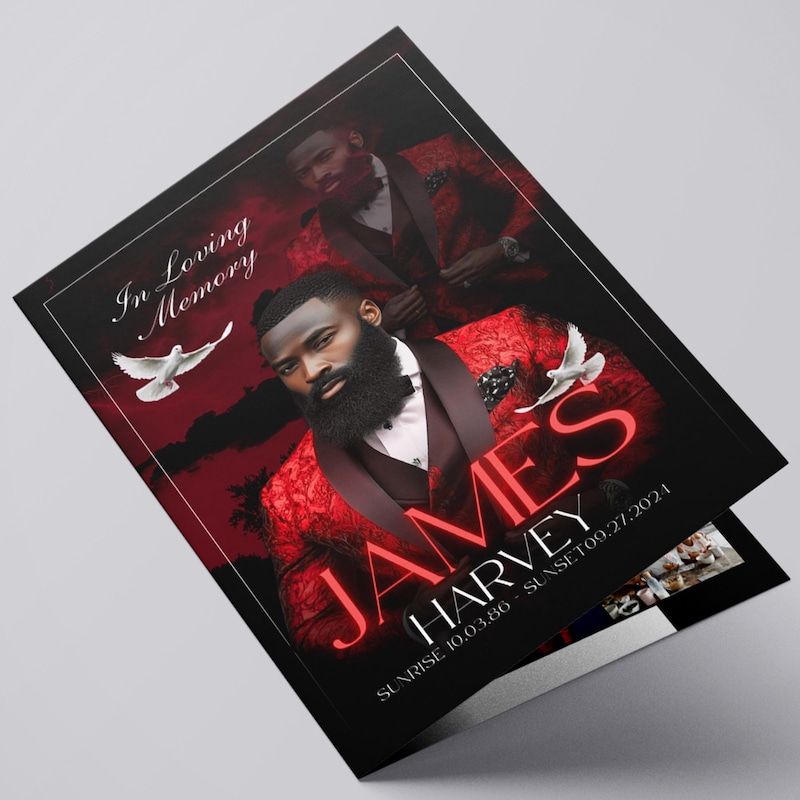 Red Funeral Template 4 Page - Etsy