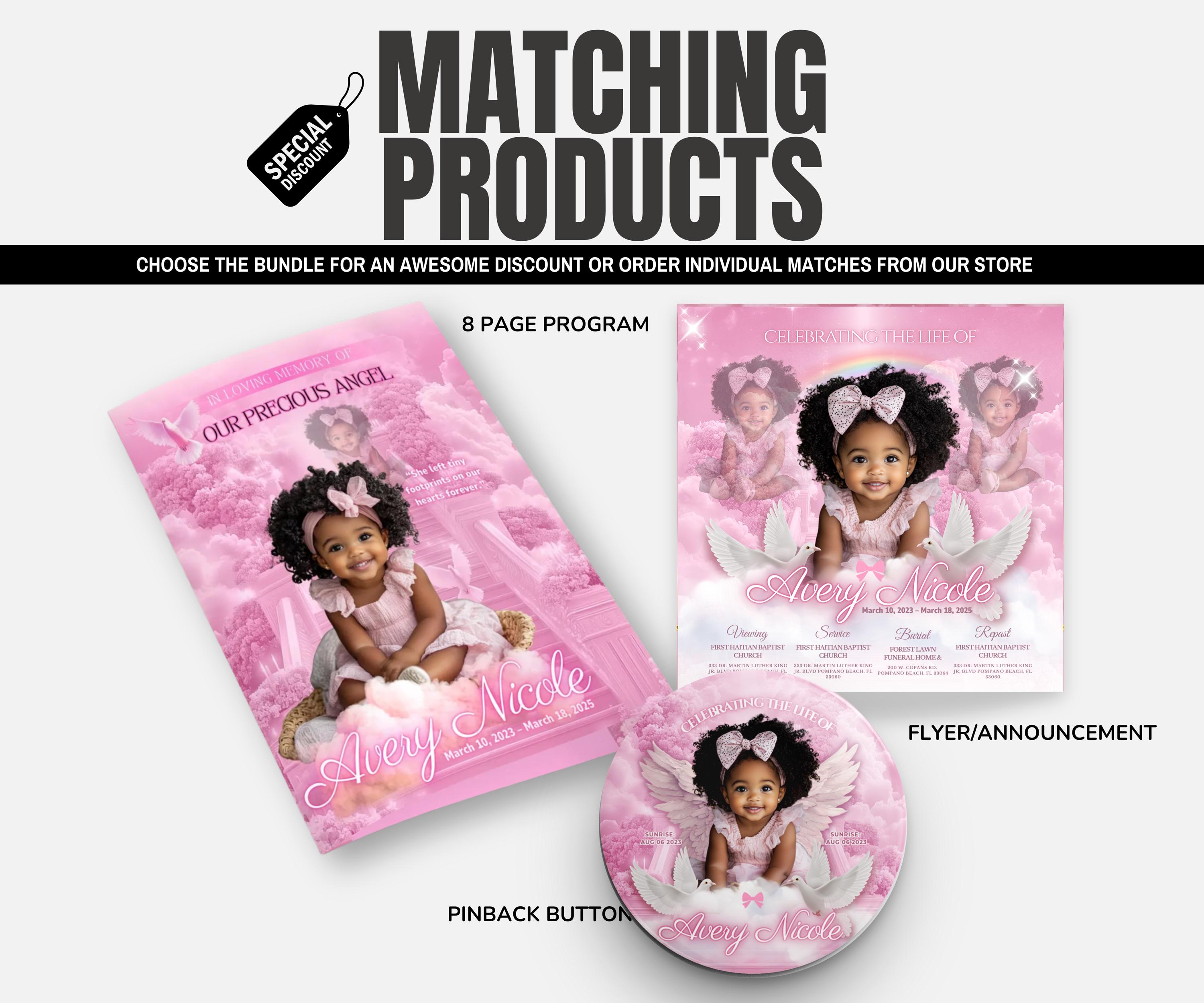 Baby Girl Funeral Flyer Baby Pink Funeral Announcement Flyer Kids ...