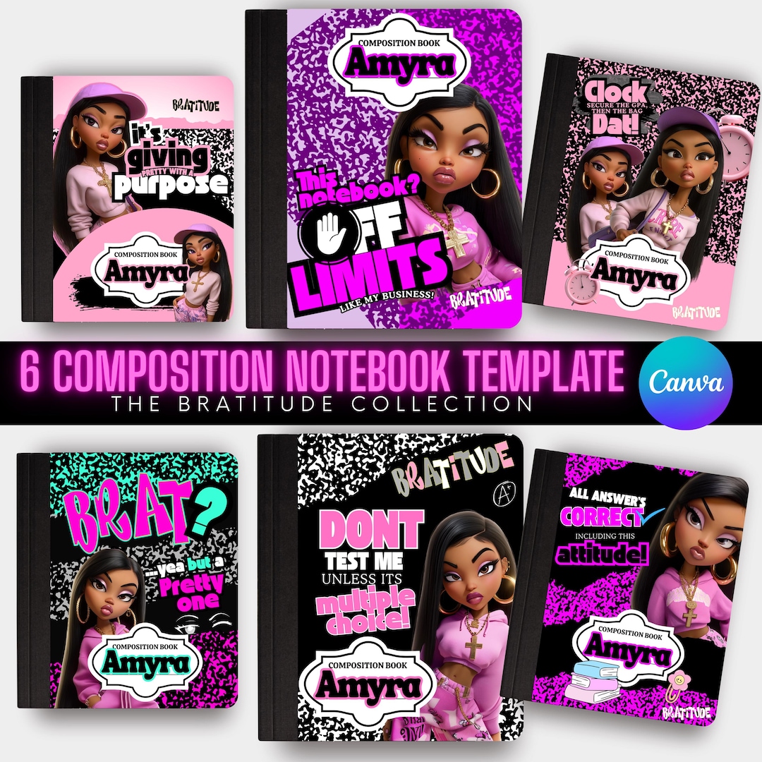 6 Digital Composition Notebook Cover Template| Notebook Covers for Back ...