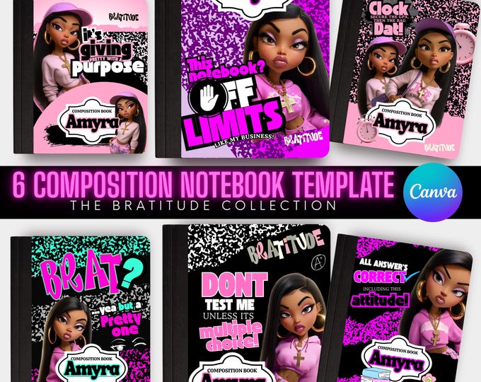 6 Digital Composition Notebook Cover Template| Notebook Covers for Back ...