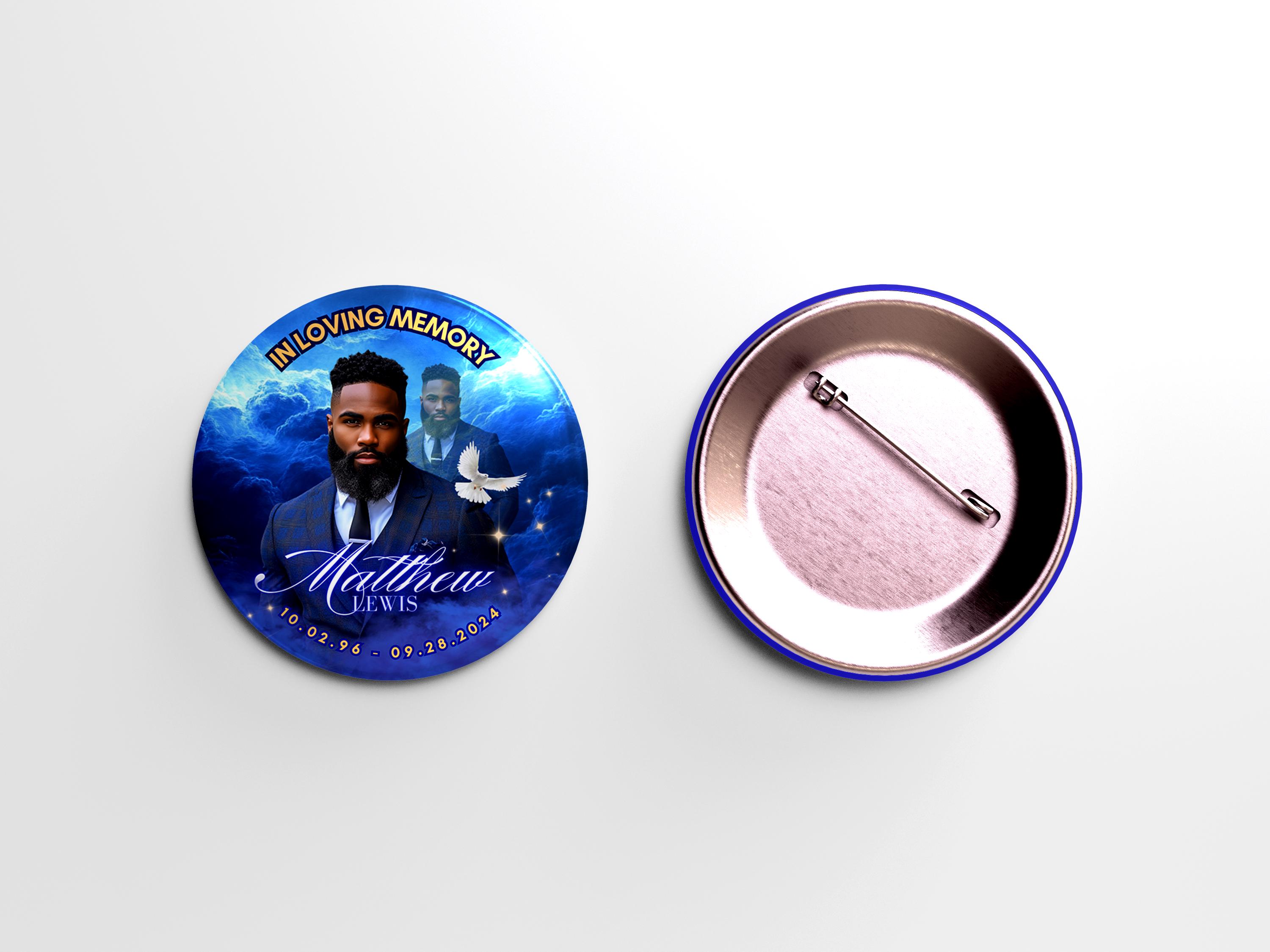 Blue Sky Memorial Pin/button Template| Funeral Pin Design| Funeral ...
