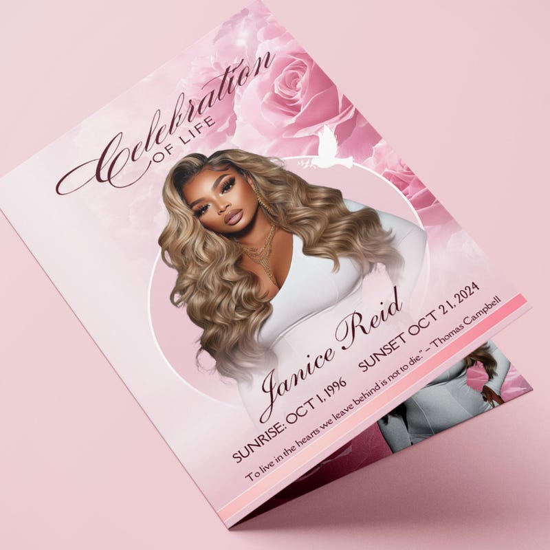 Pink Funeral Program - Etsy
