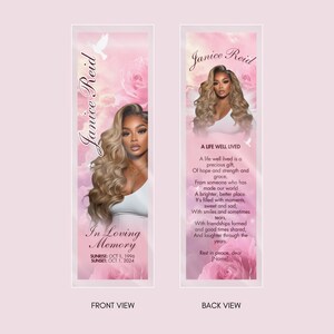 DIY 2x7 Memorial Bookmark Template| Double Sided Funeral Bookmark ...