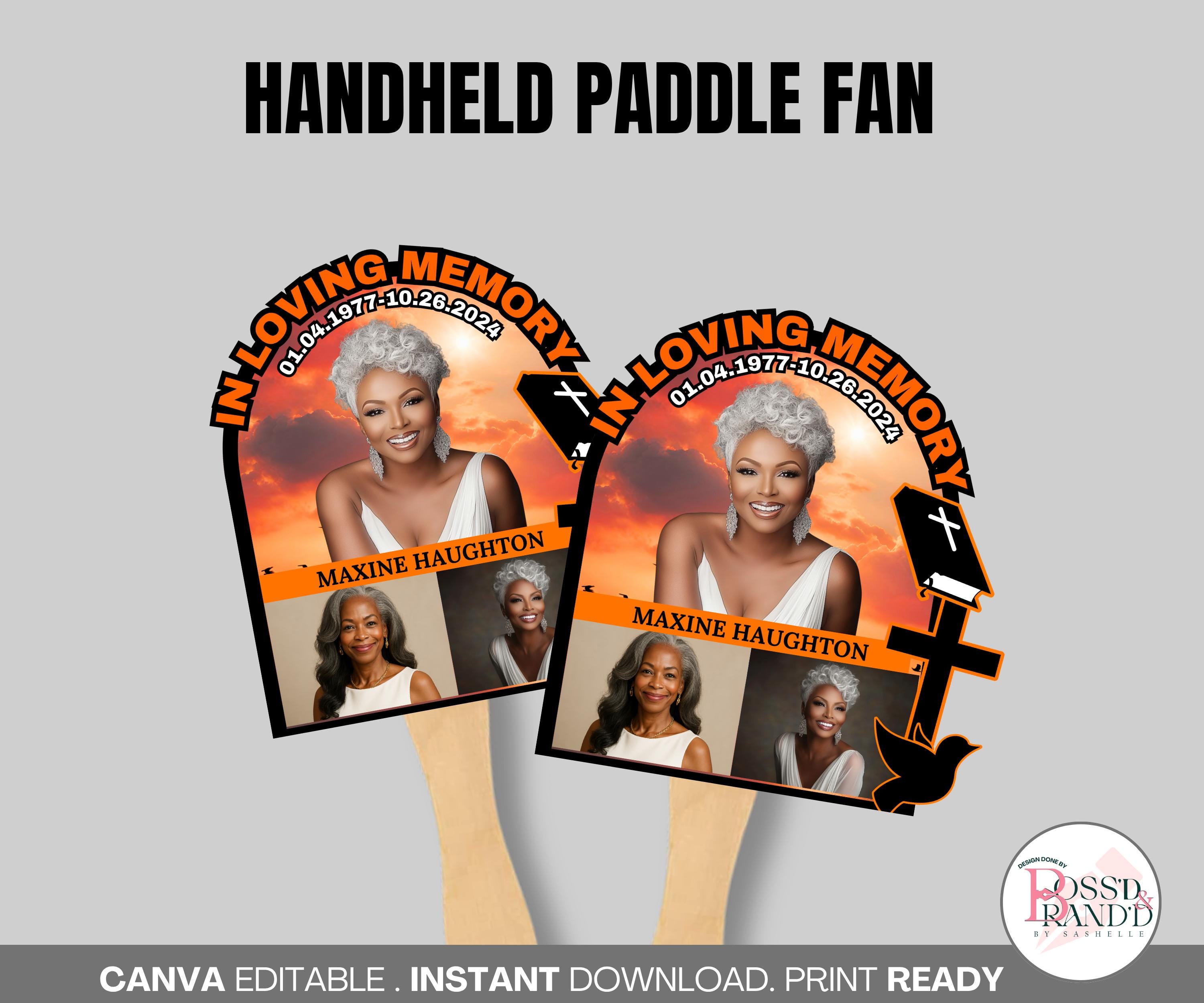 Orange Custom Funeral Fan Template| Funeral Fan Canva| Custom Funeral ...