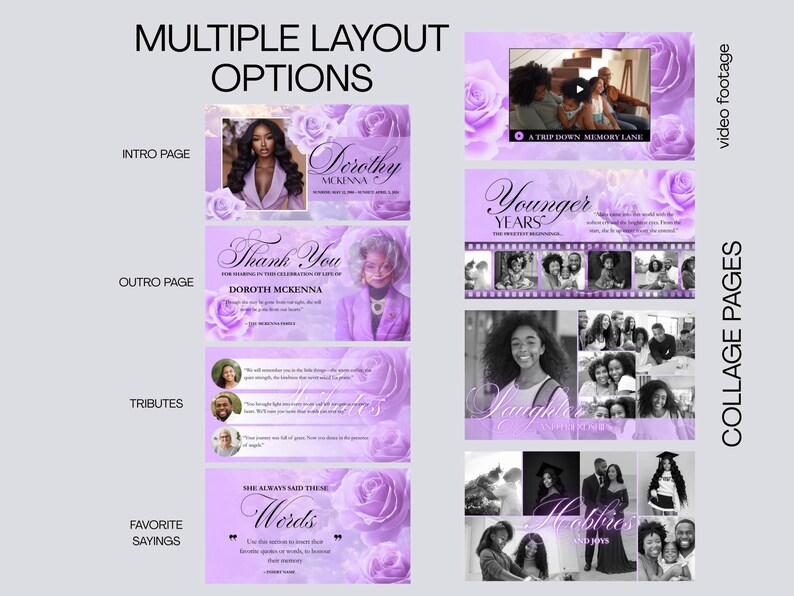 Purple Funeral Slideshow Template With Sound Memorial Tribute Slideshow ...