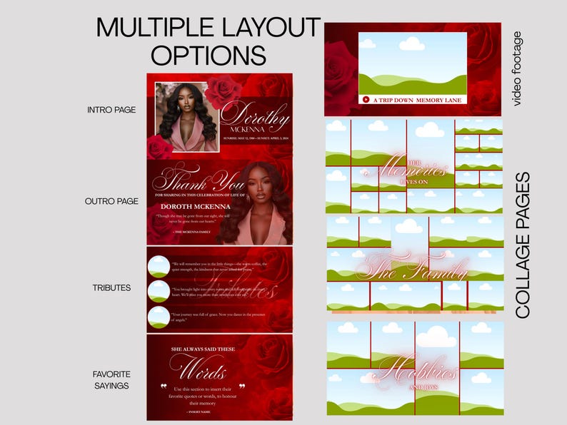 Editable Red Funeral Slideshow Template With Sound | Memorial Tribute ...