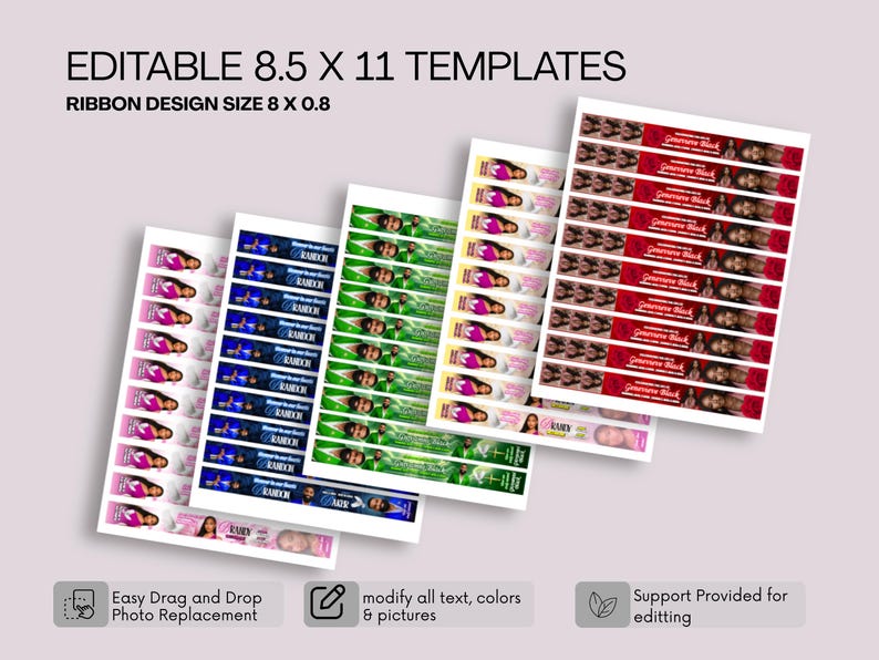 5 Unique Memorial Ribbon Templates | Canva Editable Funeral and ...