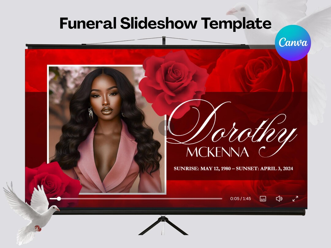 Editable Red Funeral Slideshow Template With Sound | Memorial Tribute ...