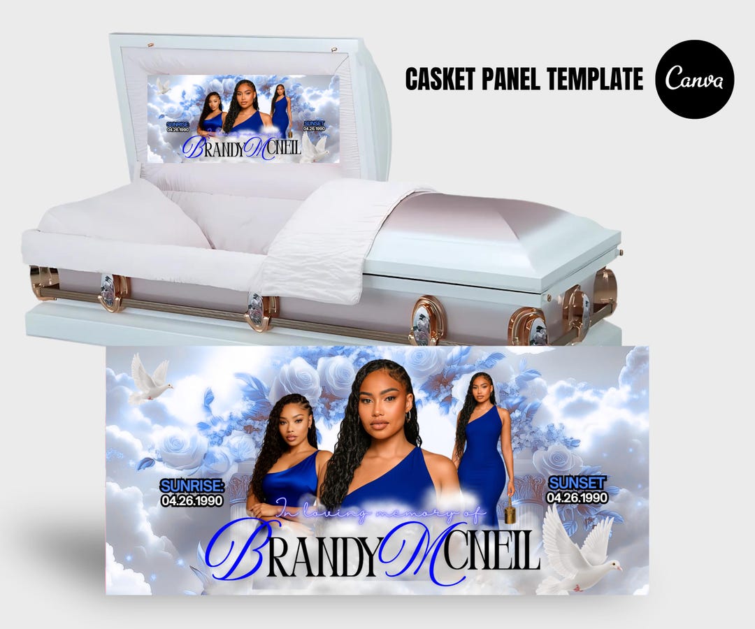 Blue Heavenly Memorial Casket Panel Insert Template – 31 X 14 | Canva ...