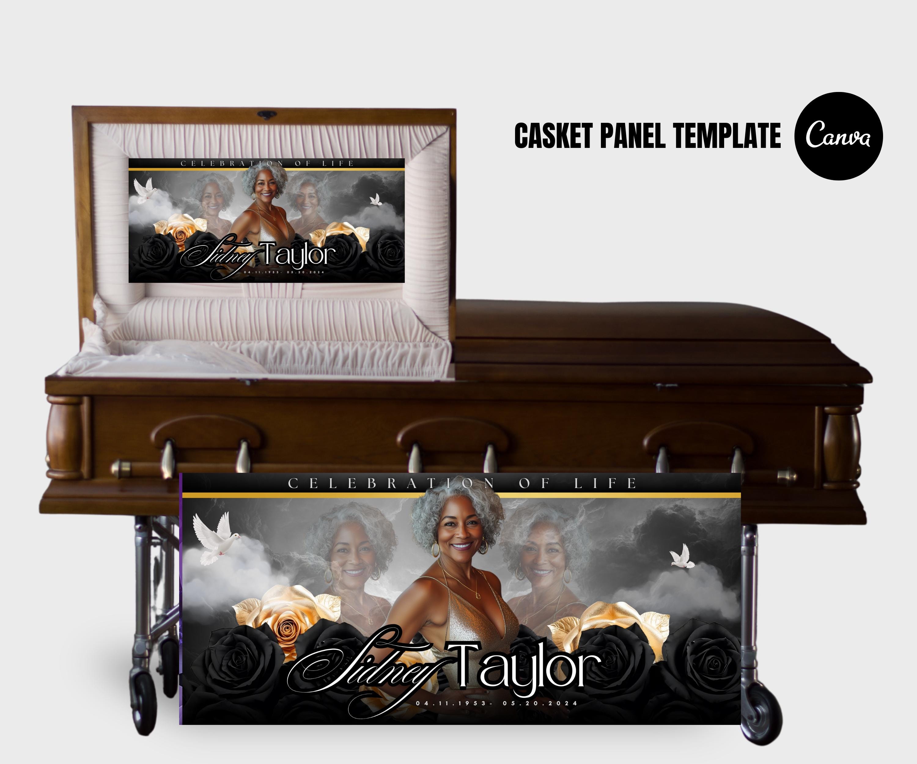 Black and Gold Memorial Casket Panel Insert Template – 31 X 14 | DIY ...