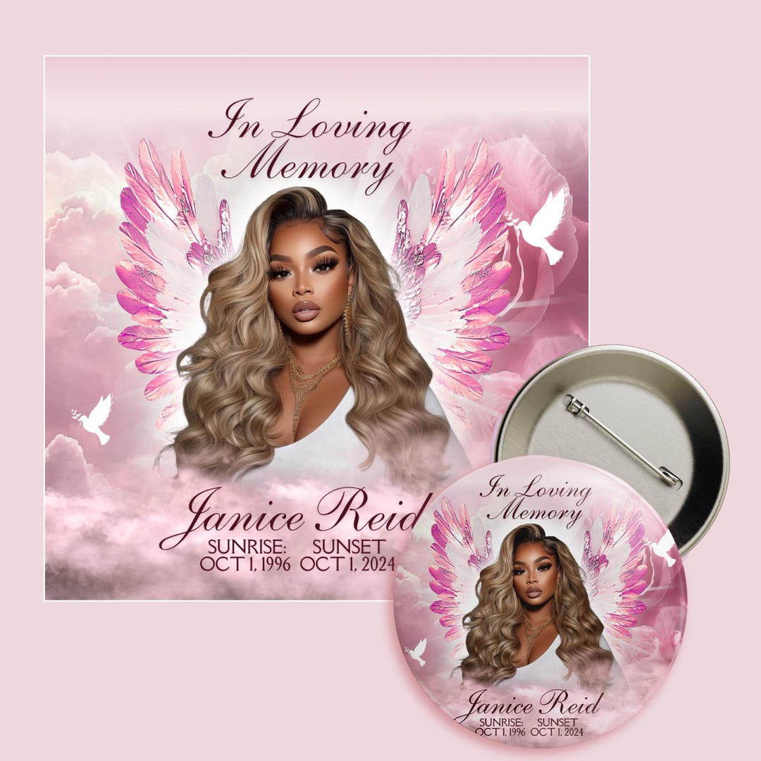 DIY Memorial Pin/button Template| Funeral Pin Design| Funeral Button ...