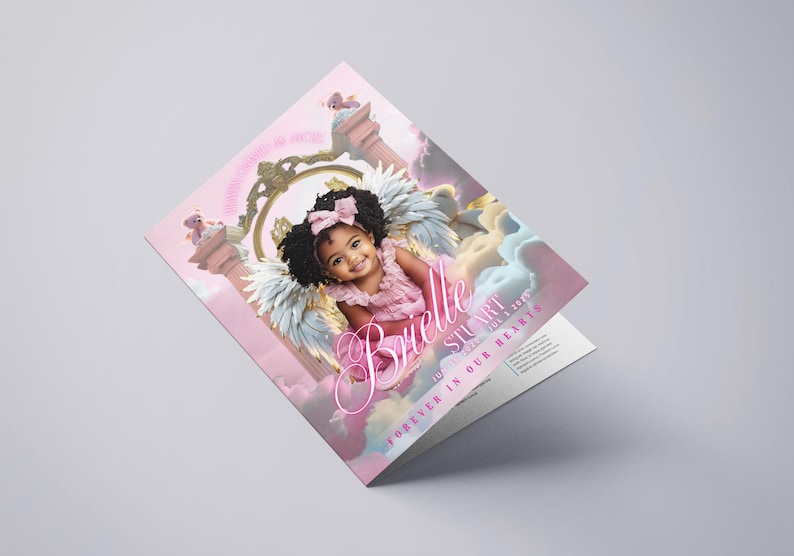 Baby Girl Funeral Program Template | Pink Kids Obituary Template (canva ...