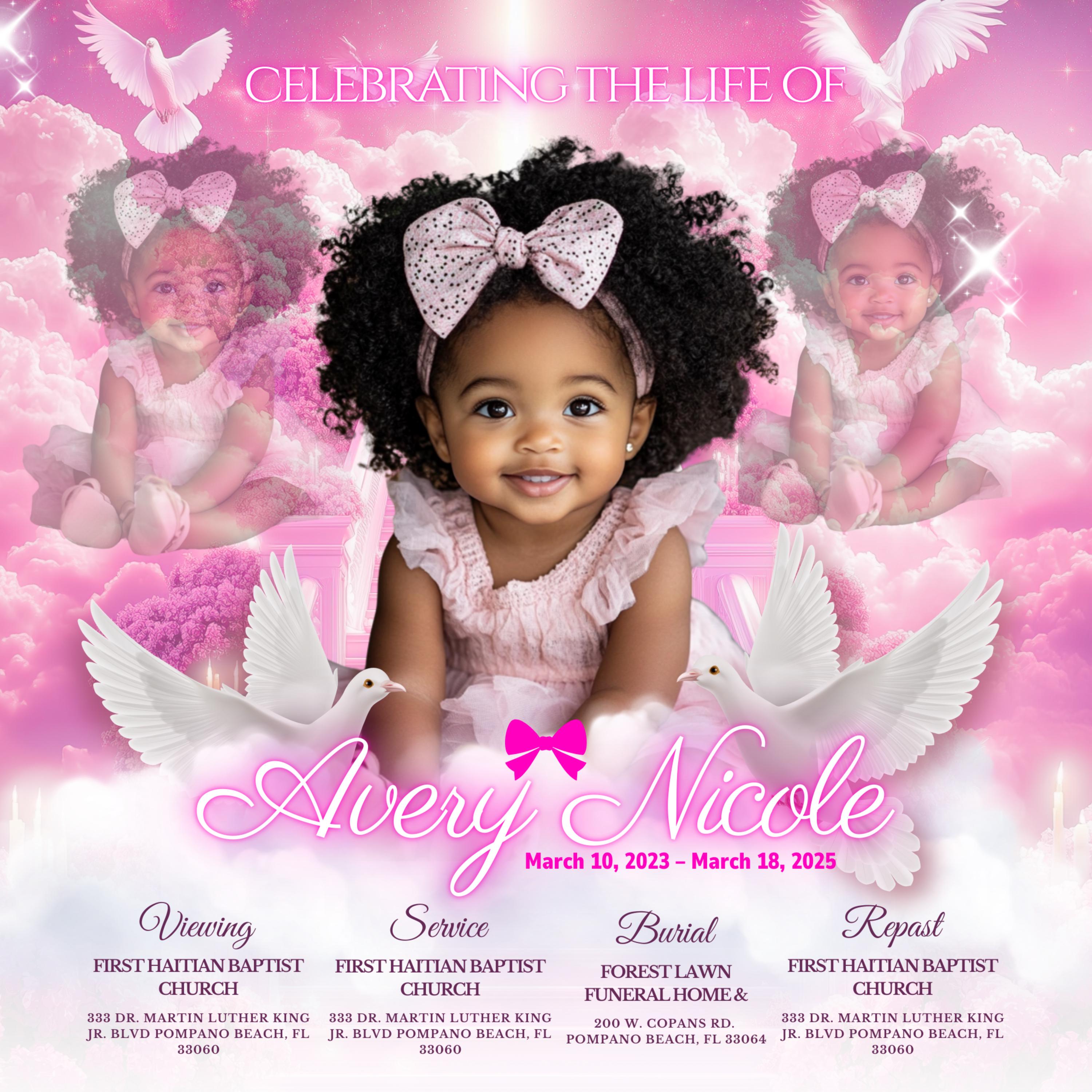Baby Girl Funeral Flyer Baby Hot Pink Funeral Announcement Flyer Kids ...