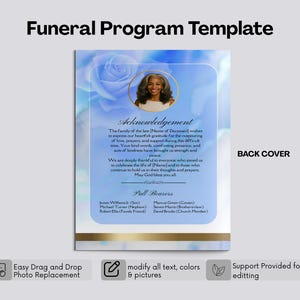 Blue Marble Funeral Program Template (8.5x11 8 Pages) | Blue Funeral ...