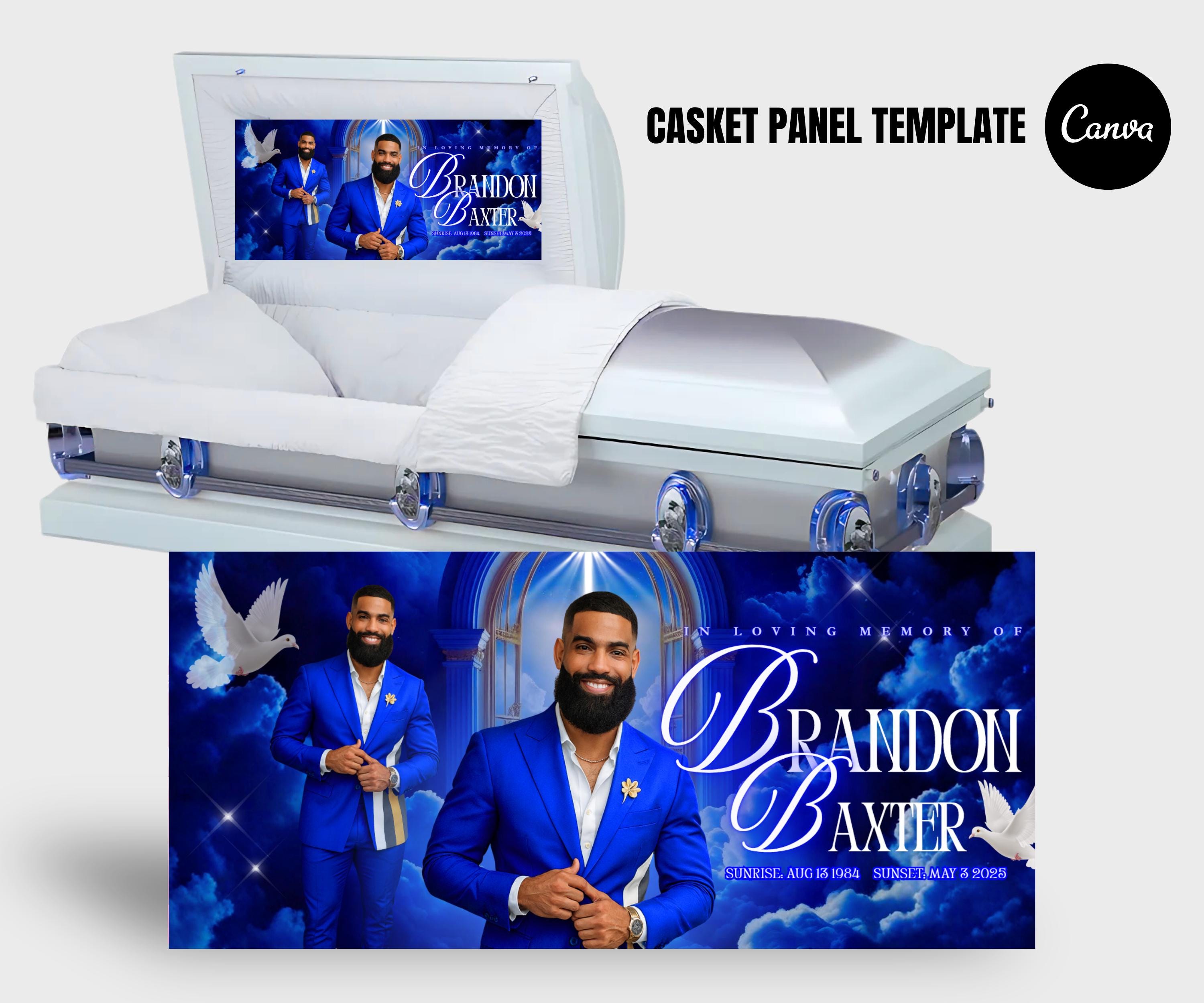 Blue Elegant Memorial Casket Panel Insert Template – 31 X 14 | Canva ...
