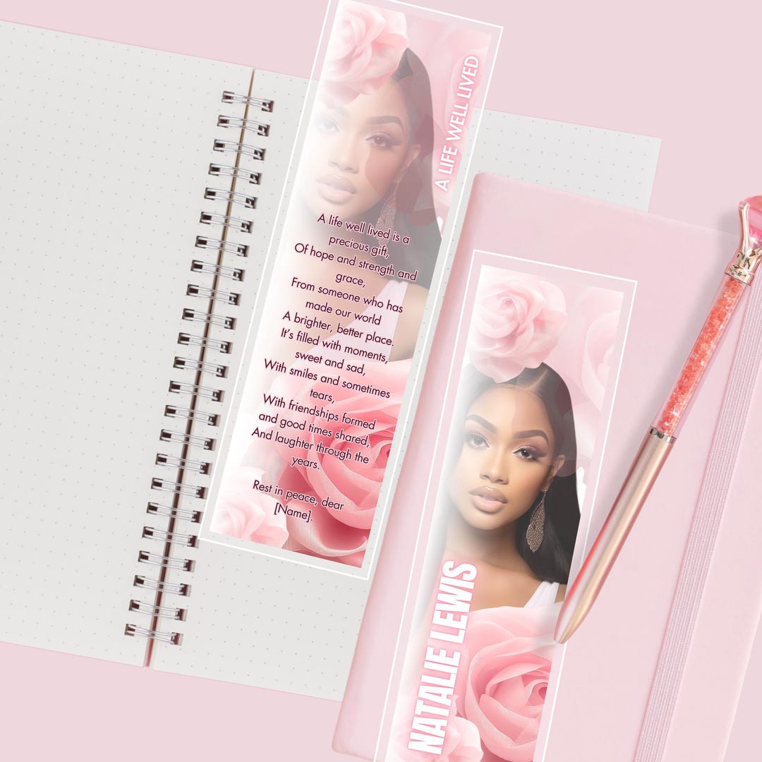 DIY 2x7 Memorial Bookmark Template| Double Sided Funeral Bookmark ...