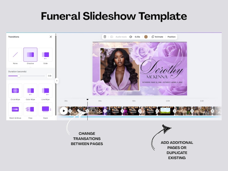 Purple Funeral Slideshow Template With Sound Memorial Tribute Slideshow ...
