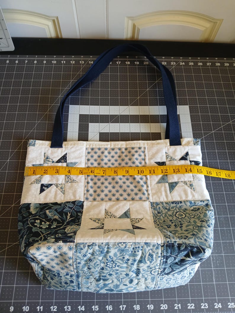 Custom Blue Toile Hand Pieced Patchwork Market Tote Bag French Fabrics - Etsy