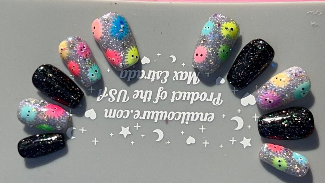 Soot Sprite Ghibli Glow in the Dark Nail Set - Etsy