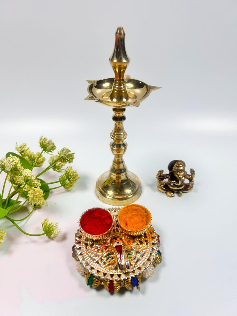 Brass Kerala Samai Diya – 7” Kutthu Vilakku Deepam | Panchmahal Diwali ...