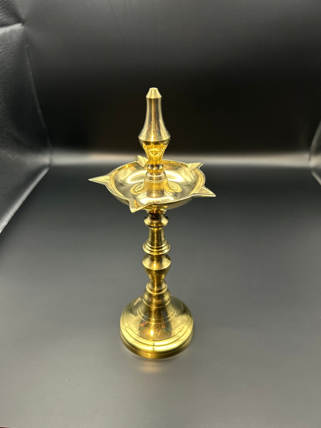 7 Inch Standing Brass Metal Kerala Samai Diwali Deepak for Puja ...