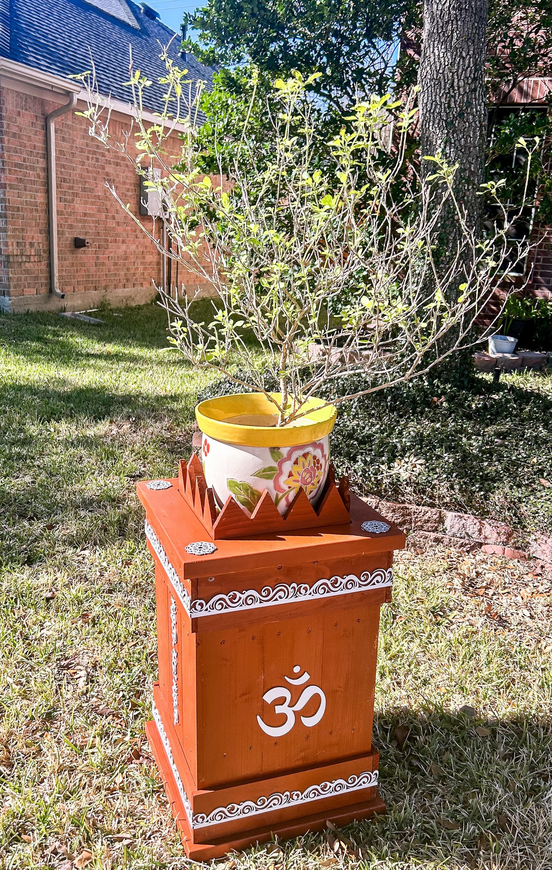Free Shipping Handcrafted Wooden Tulsi Planter – Vrindavana Holy Basil ...