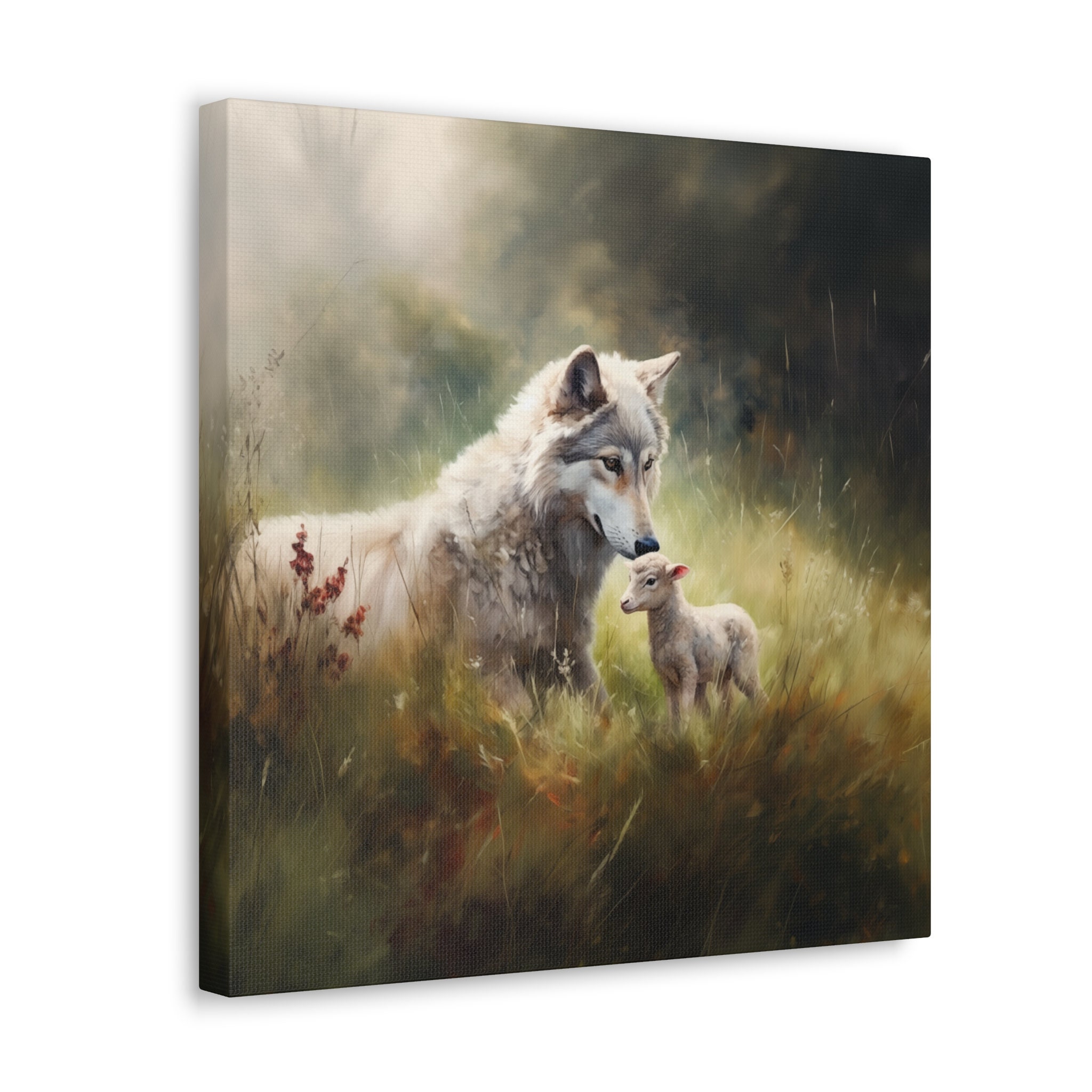 Wolf With Lamb Wall Art Based on Isaiah 11:6, Canvas Gallery Wrap ...
