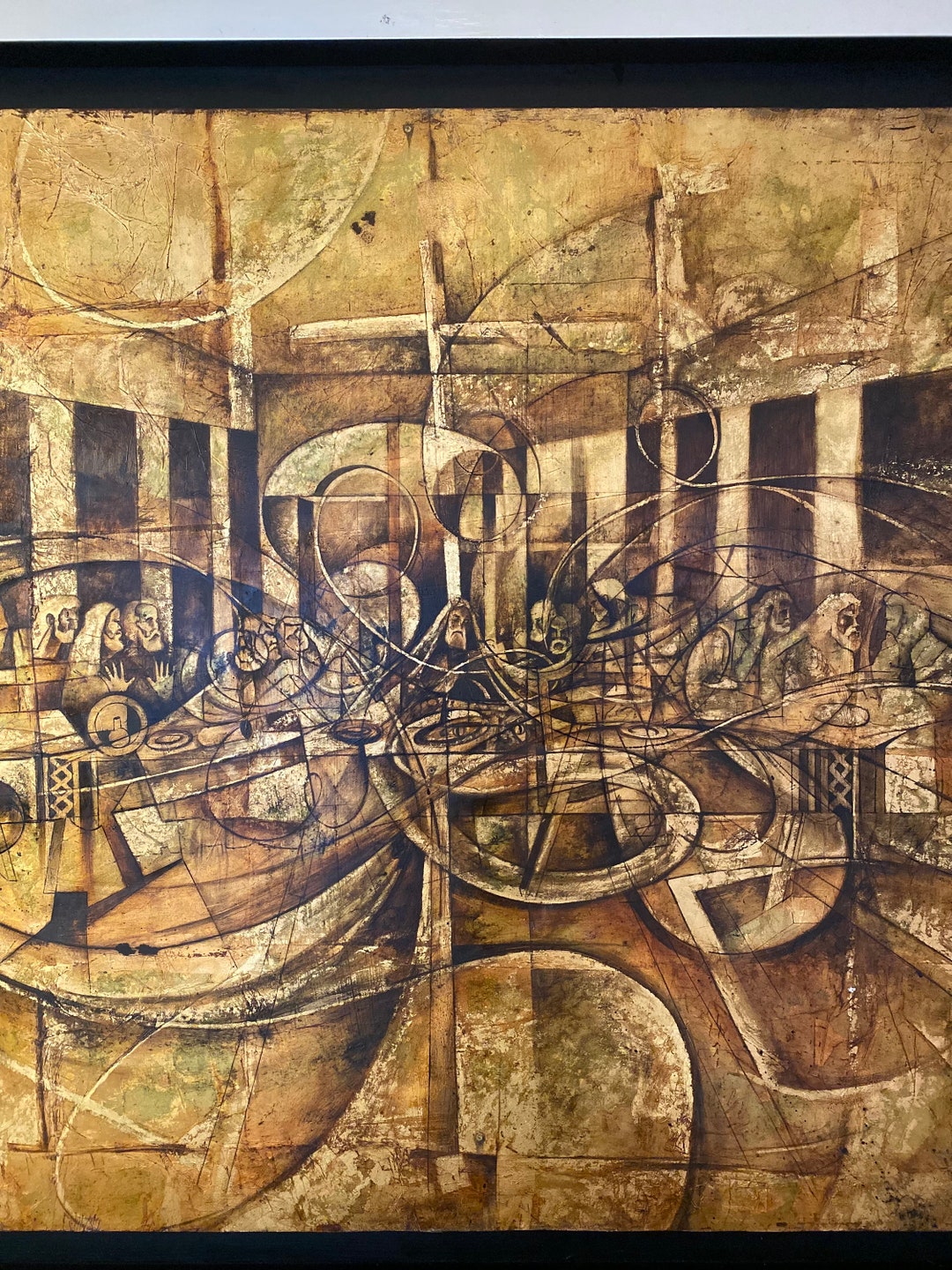 Painting “the Last Dinner” Painting, Hand-painted Art With Gold Leaf - Etsy