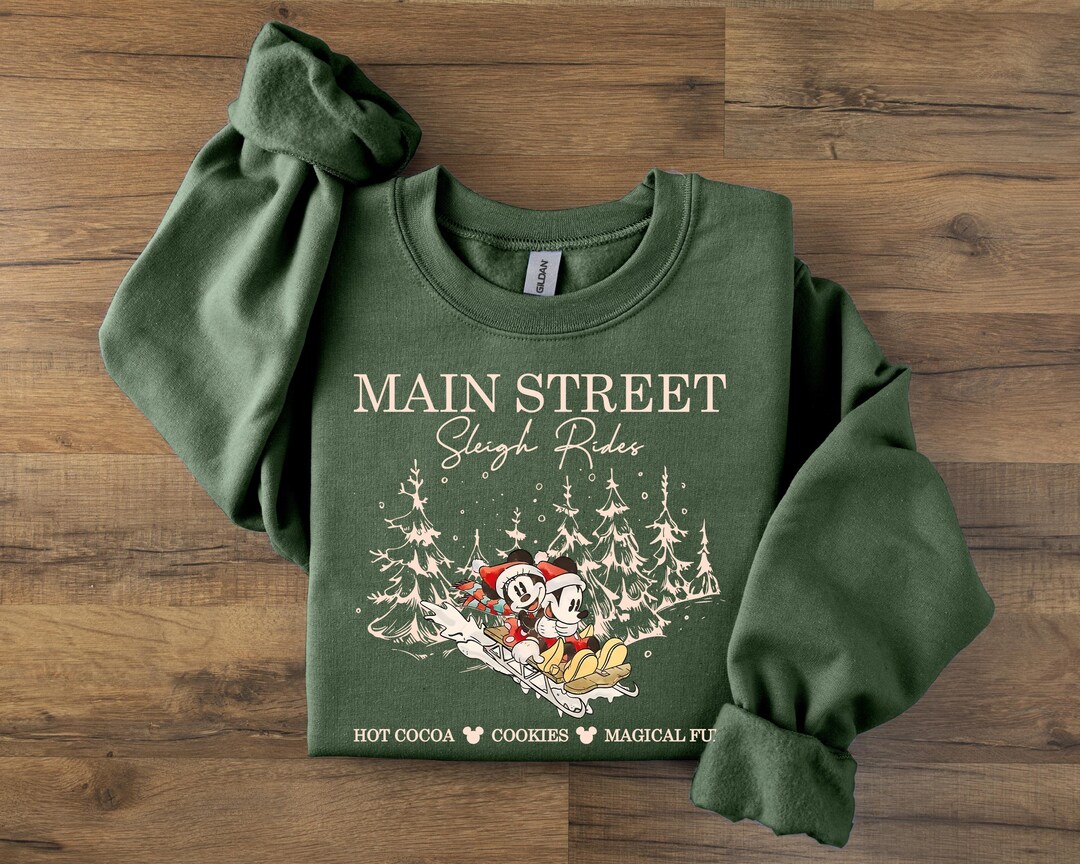 Retro Mickey Minnie Main Street Sleigh Rides Sweatshirt, Disney ...
