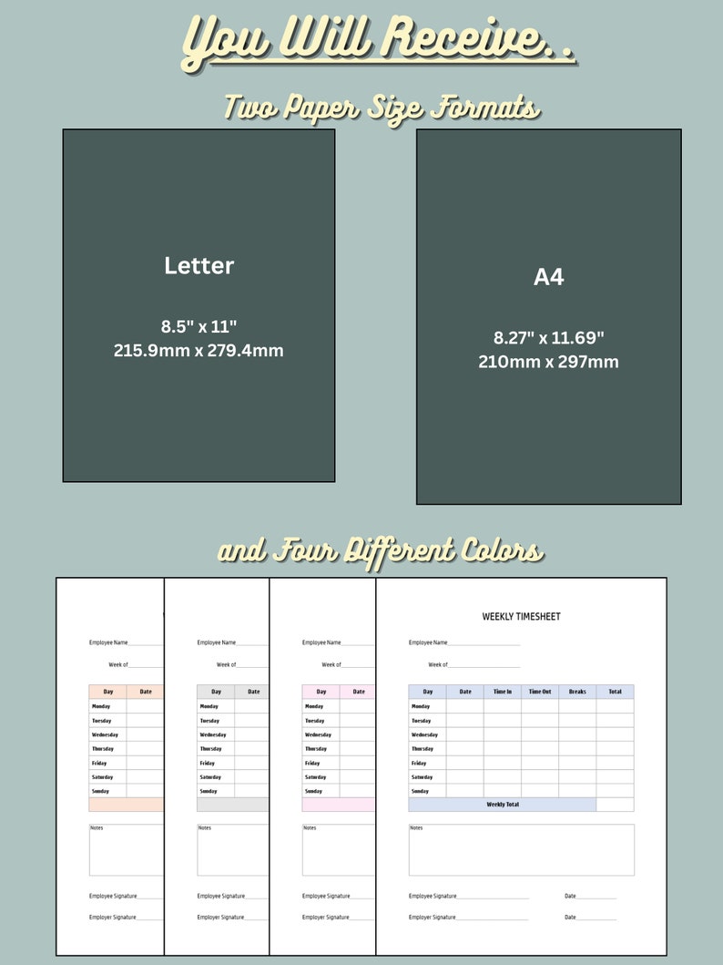 Printable Employee Time Sheet | Weekly Time Tracker Template | Blue ...