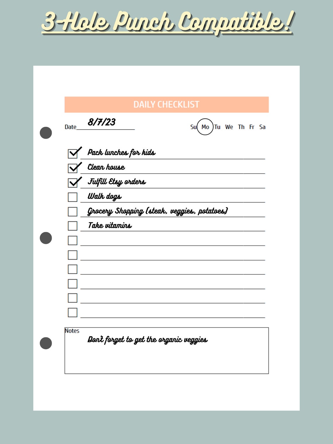 Printable Daily Checklist to Do List Chores Template Check List Daily ...