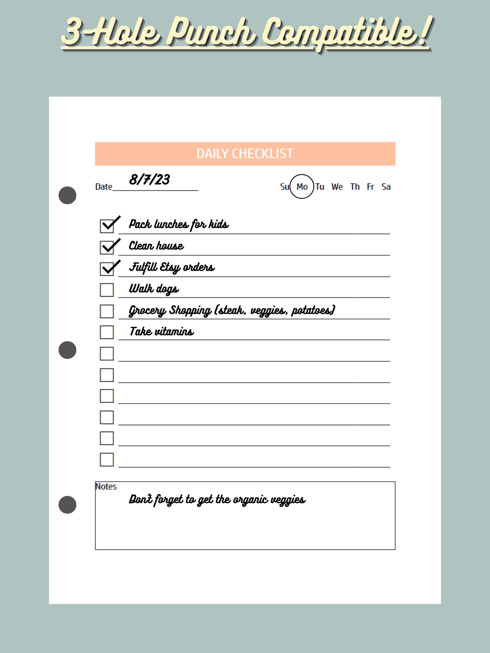 Printable Daily Checklist to Do List Chores Template Check List Daily ...
