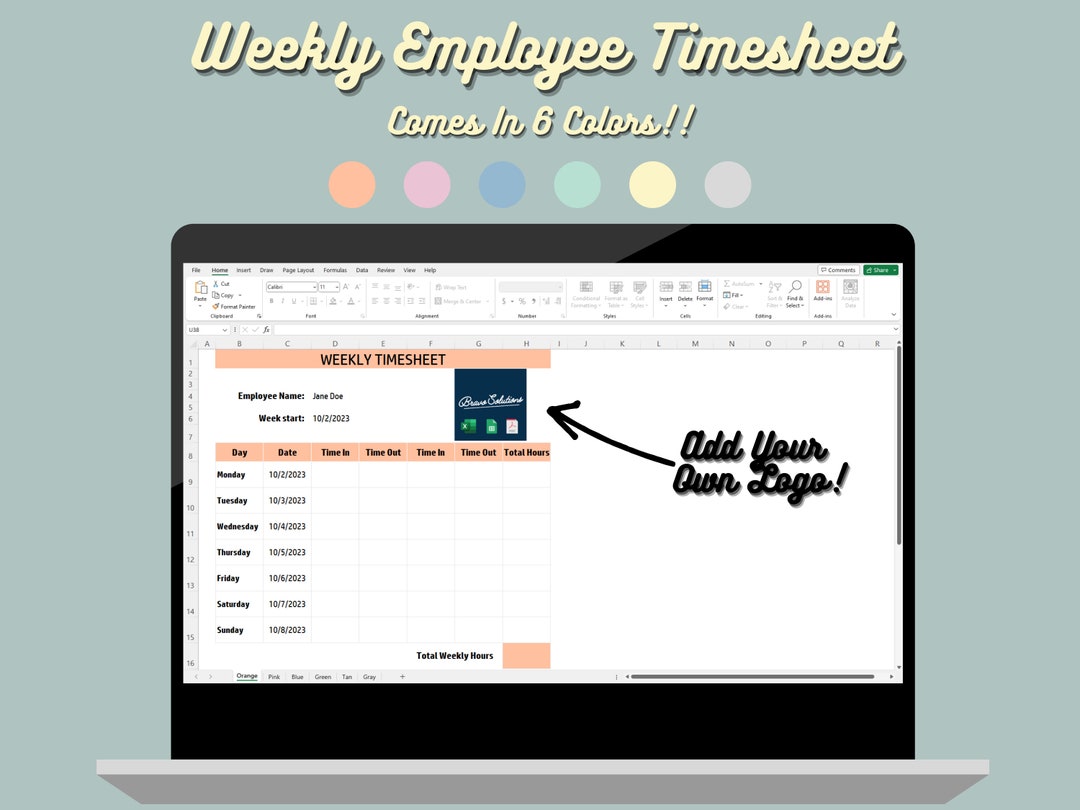 Weekly Employee Timesheet | Editable Time Sheet Template | Personal ...
