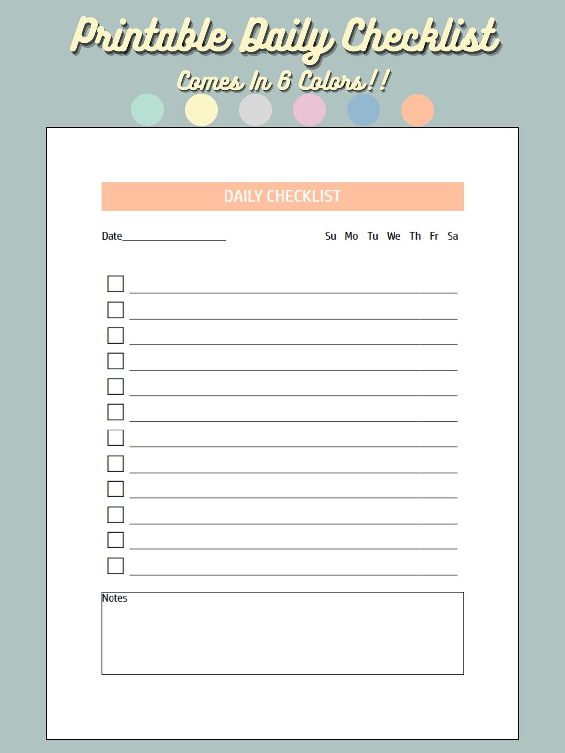 Printable Daily Checklist to Do List Chores Template Check List Daily ...