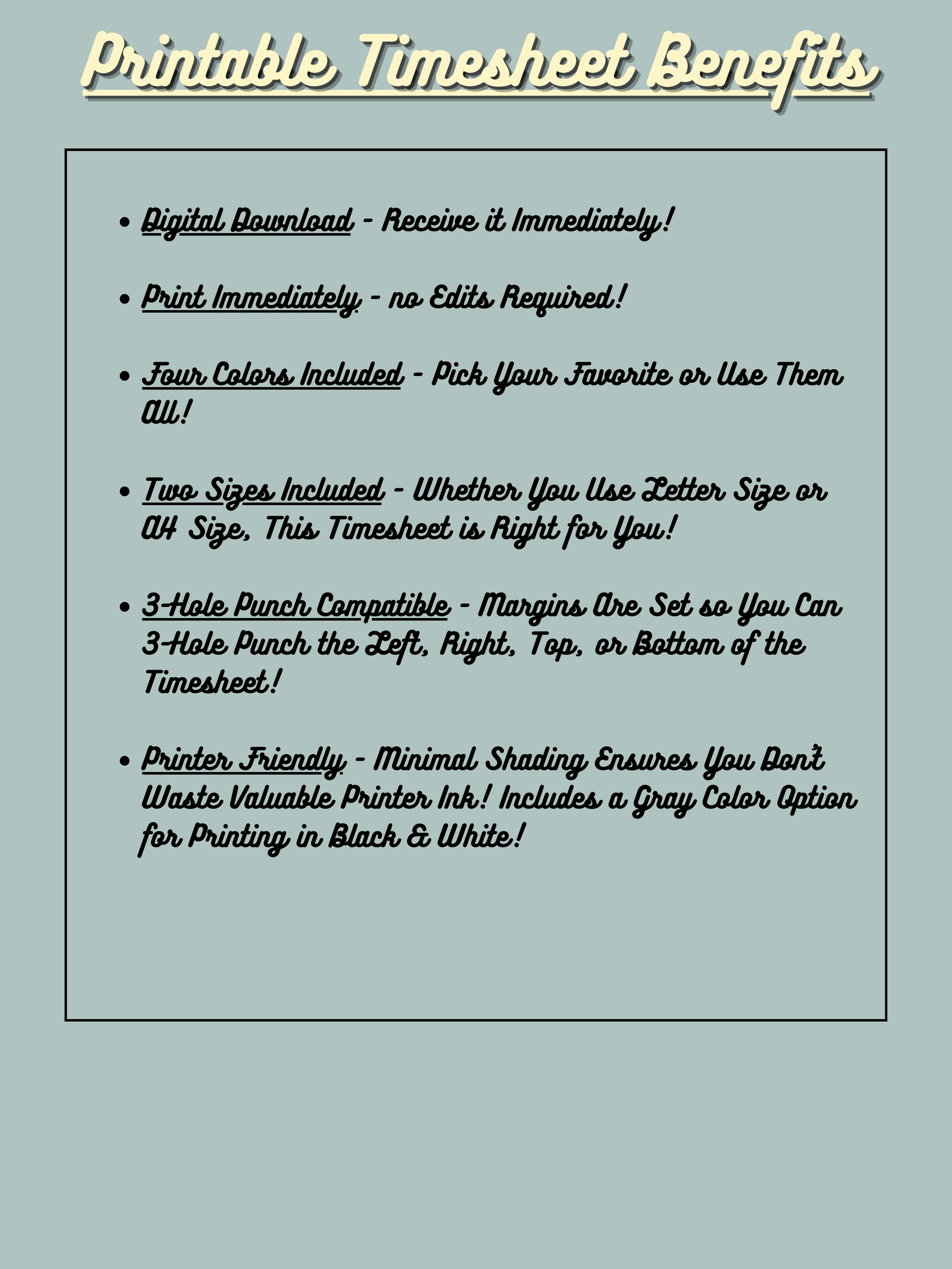 Printable Employee Time Sheet | Weekly Time Tracker Template | Blue ...