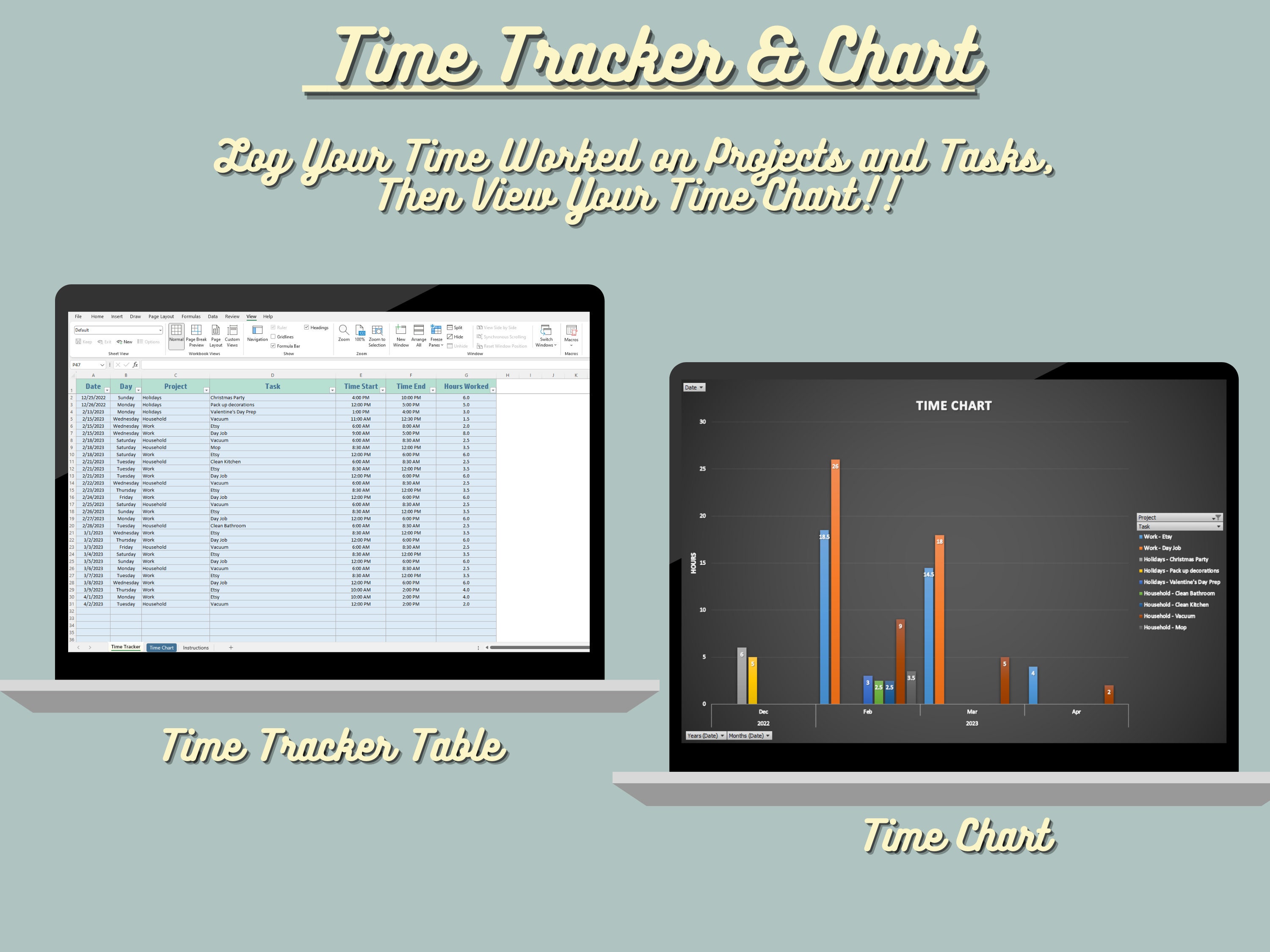 Time Tracker | Time Log | Time Chart | Time Sheet Project Template ...