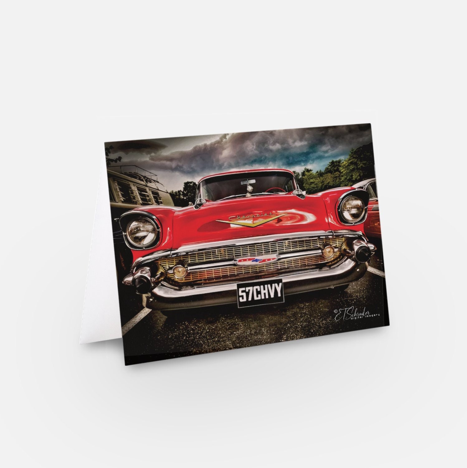 1957 Chevy Bel Air Card Set | Classic Red Car, Vintage Style - Age of ...