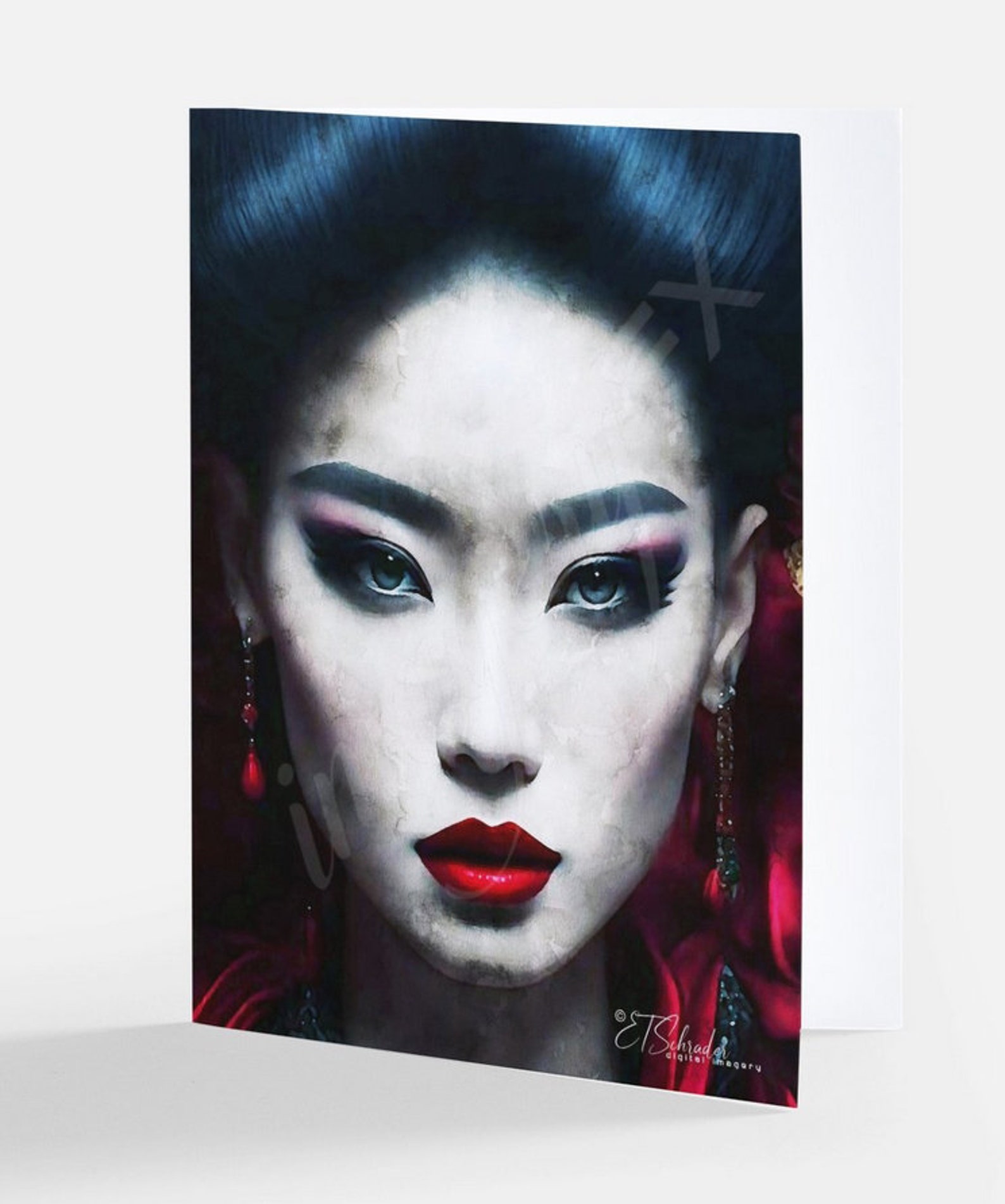 MULAN | Majestic Portrait of an Asian Woman in Painted Face | 4.25"x5.5 ...