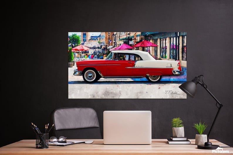 1955 Classic Red Chevy Belair Profile - Digital Print | Hot-rod Classic ...