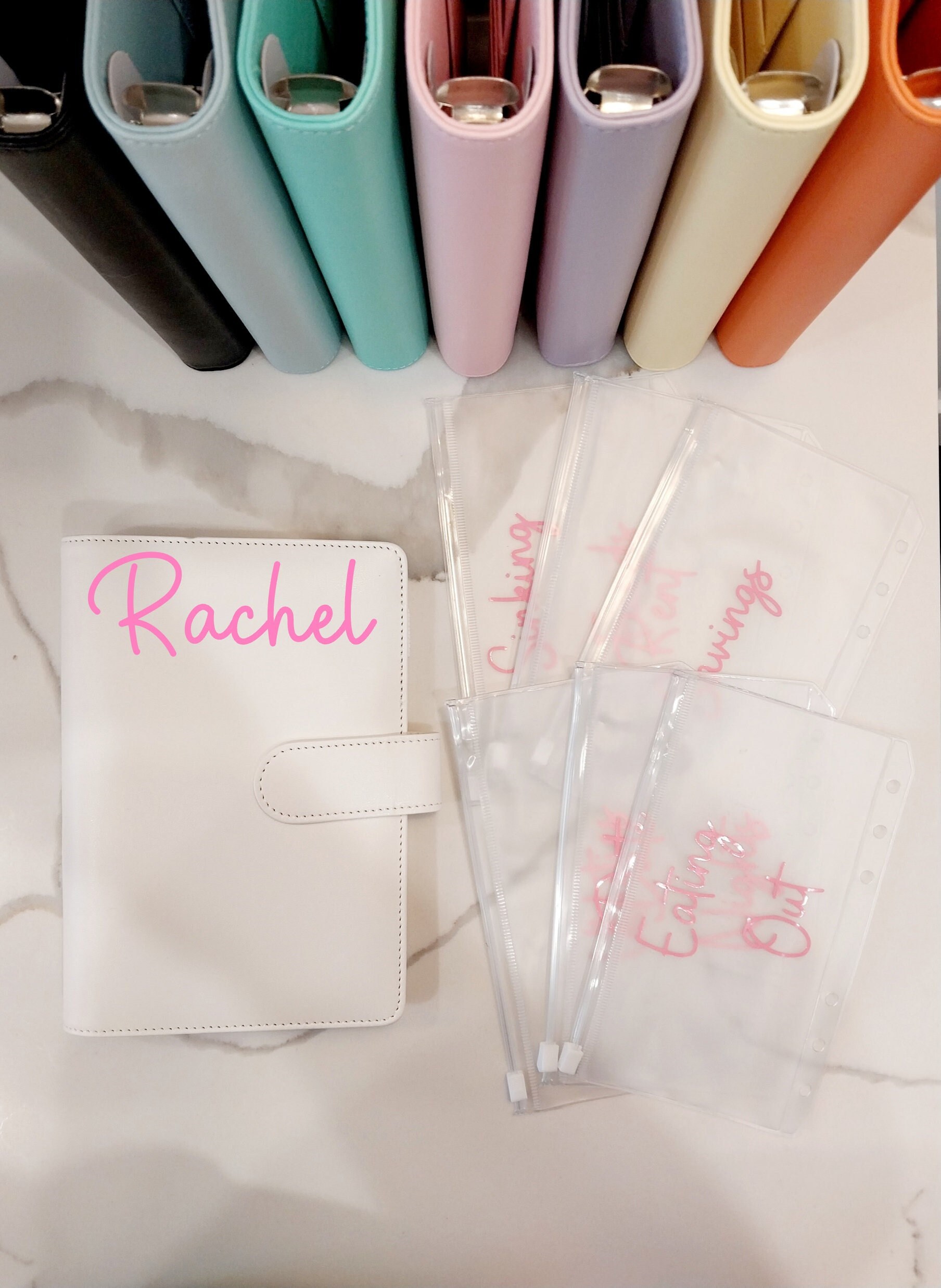 Personalised A6 Budget Binder & 6 X Zip up Wallets Cash Stuffing ...